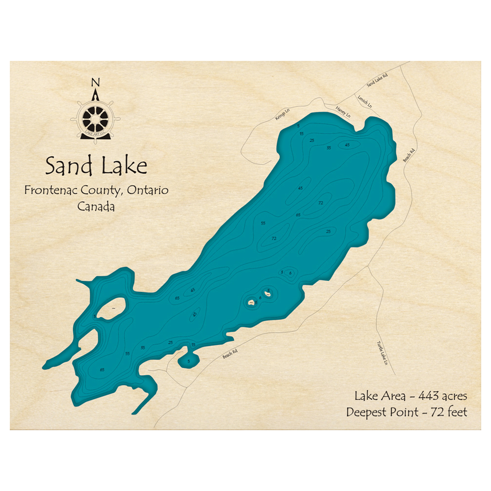 Sand Lake, Ontario 3D Custom Wood Map – Lake Art LLC