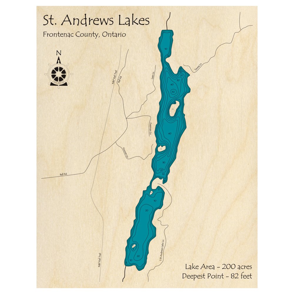 St Andrews Lakes, Ontario 3D Custom Wood Map – Lake Art LLC