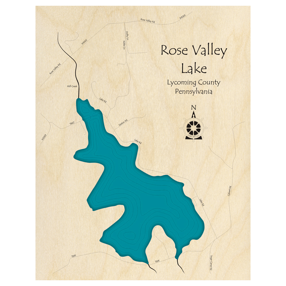 Rose Valley Lake, Pennsylvania 3D Custom Wood Map – Lake Art LLC