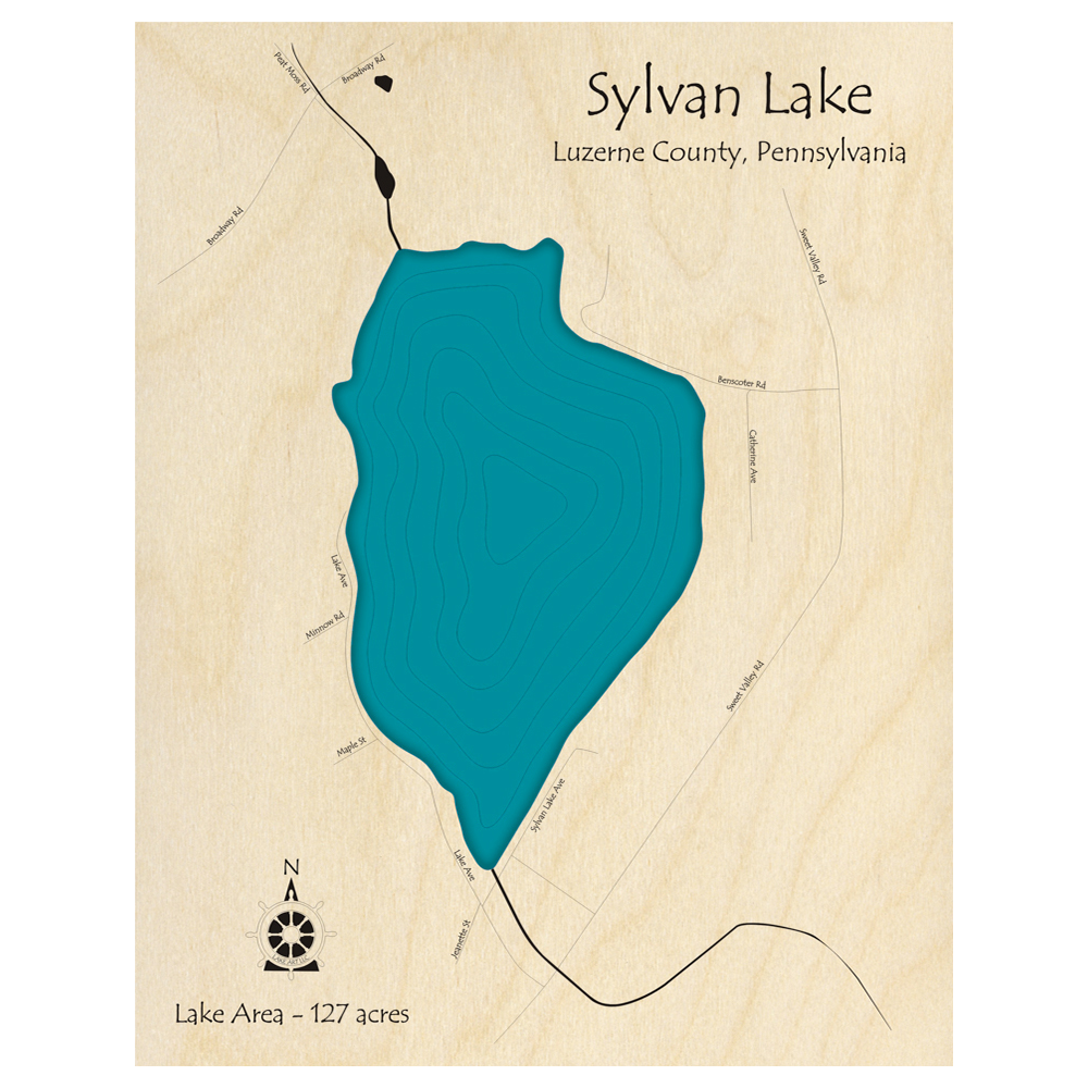 Sylvan Lake, Pennsylvania 3D Custom Wood Map – Lake Art LLC