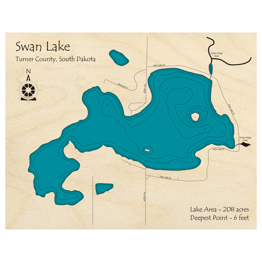 Swan Lake, South Dakota 3D Custom Wood Map – Lake Art LLC