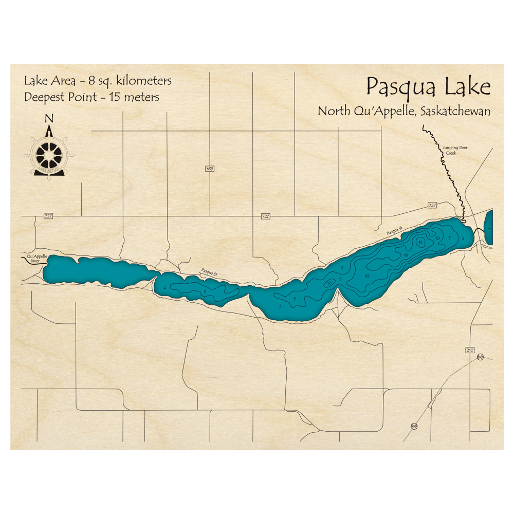 Pasqua Lake, Saskatchewan 3D Custom Wood Map – Lake Art LLC