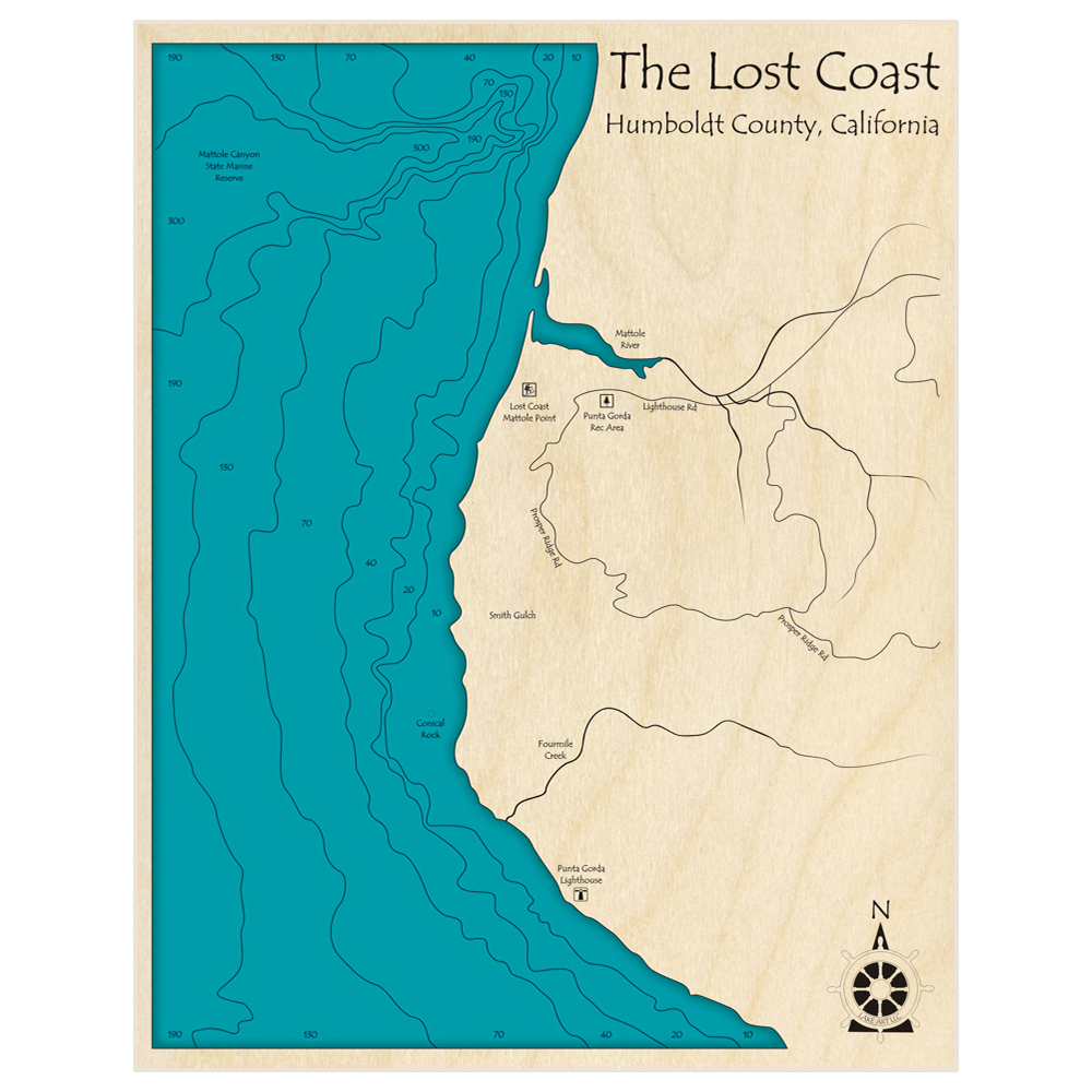 The Lost Coast 3D Custom Wood Map – Lake Art LLC