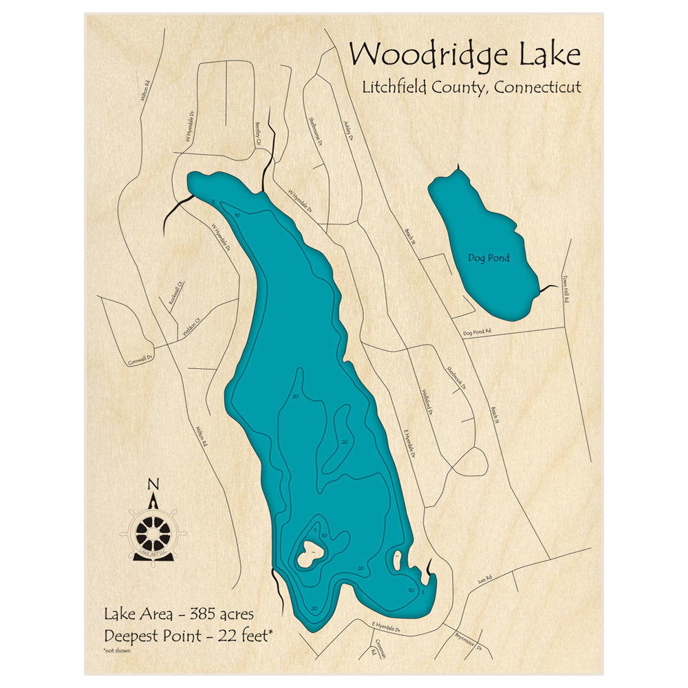 Woodridge Lake 3D Custom Wood Map – Lake Art LLC