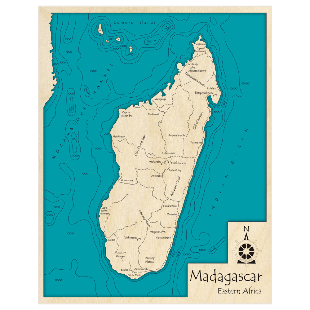 Madagascar 3D Custom Wood Map – Lake Art LLC