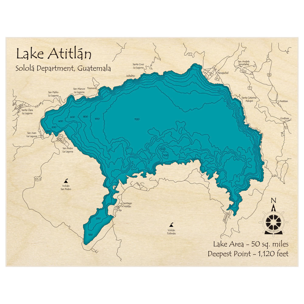 Lake Atitlan 3D Custom Wood Map – Lake Art LLC