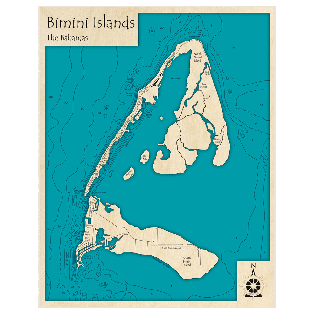 Bimini Islands 3D Custom Wood Map – Lake Art LLC