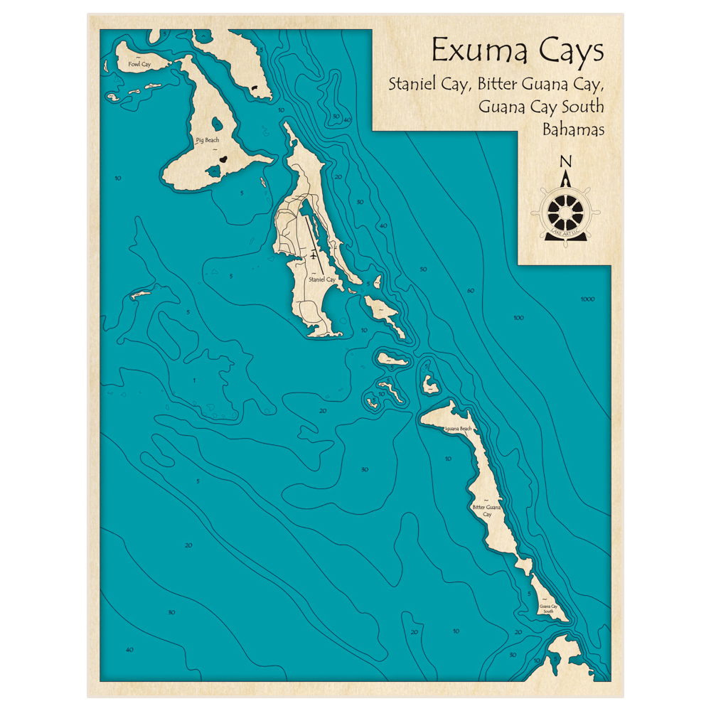 Exuma Cays 3D Custom Wood Map – Lake Art LLC