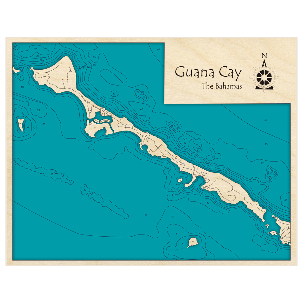 Guana Cay 3D Custom Wood Map – Lake Art LLC
