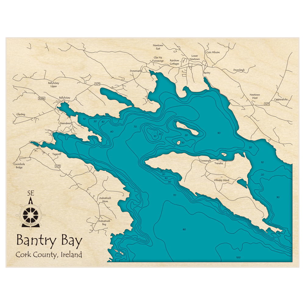 Bantry Bay 3D Custom Wood Map – Lake Art LLC