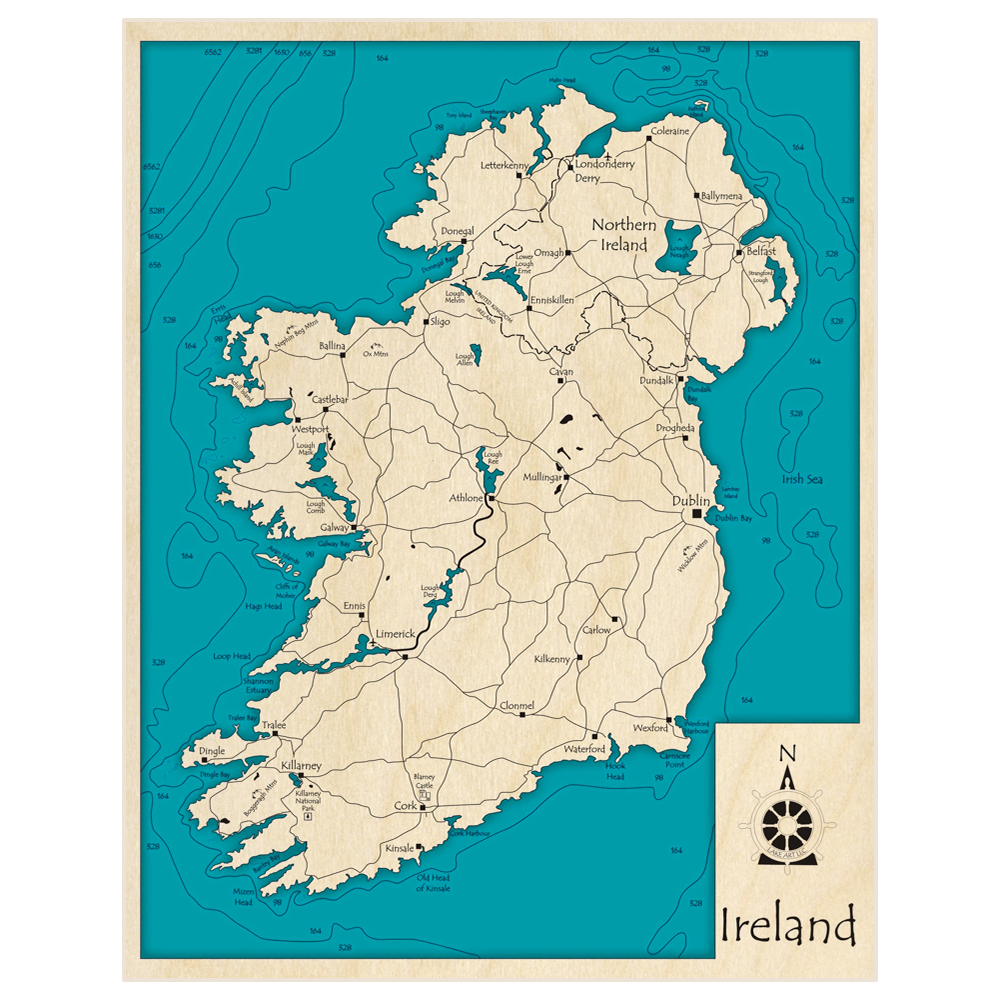Ireland 3D Custom Wood Map – Lake Art LLC