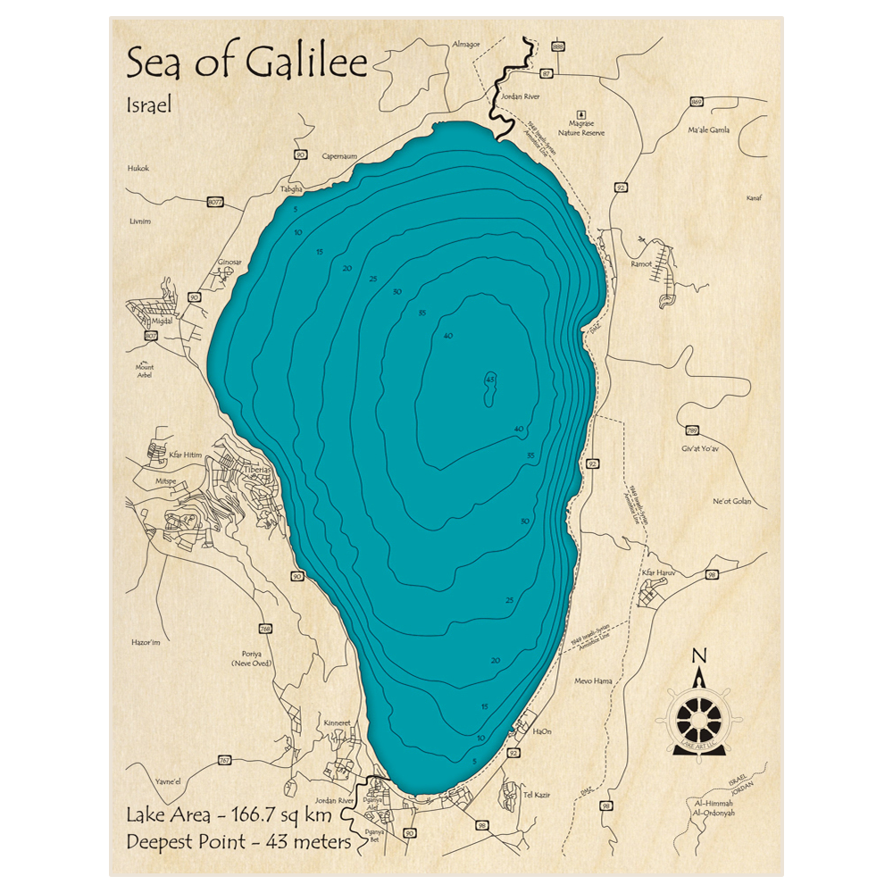 Sea of Galilee 3D Custom Wood Map – Lake Art LLC