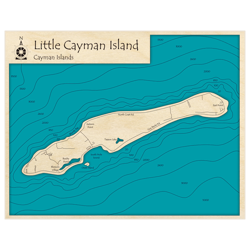 Little Cayman Island 3D Custom Wood Map – Lake Art LLC