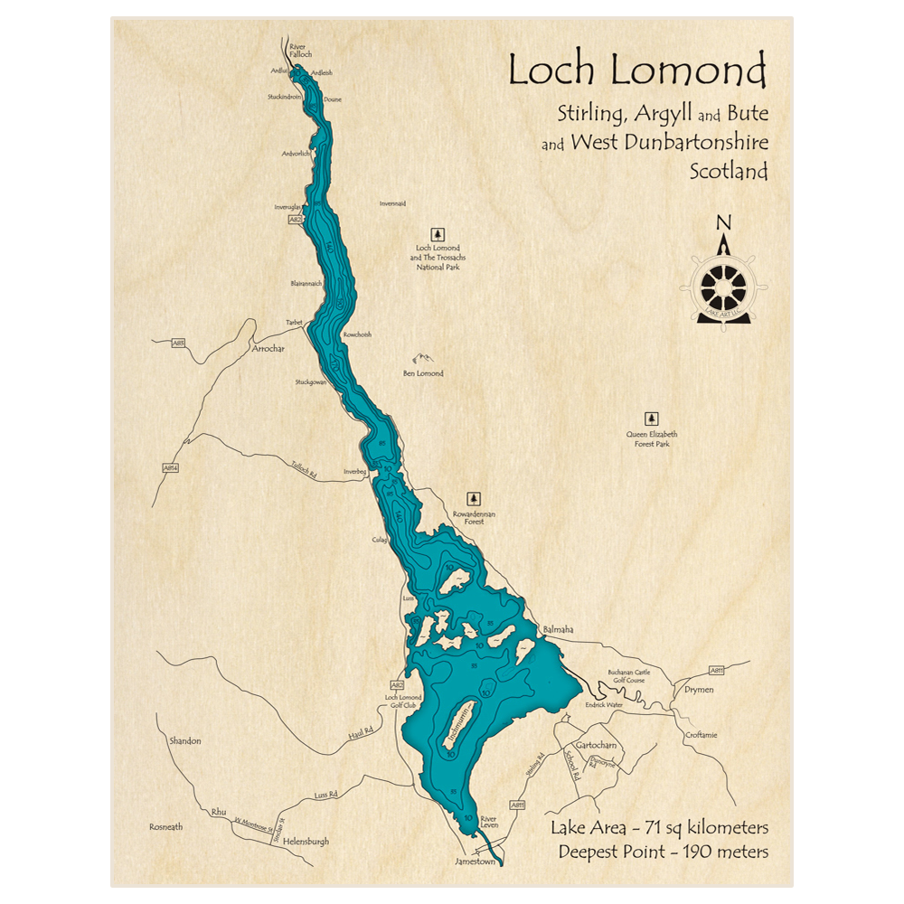 Loch Lomond 3D Custom Wood Map – Lake Art LLC
