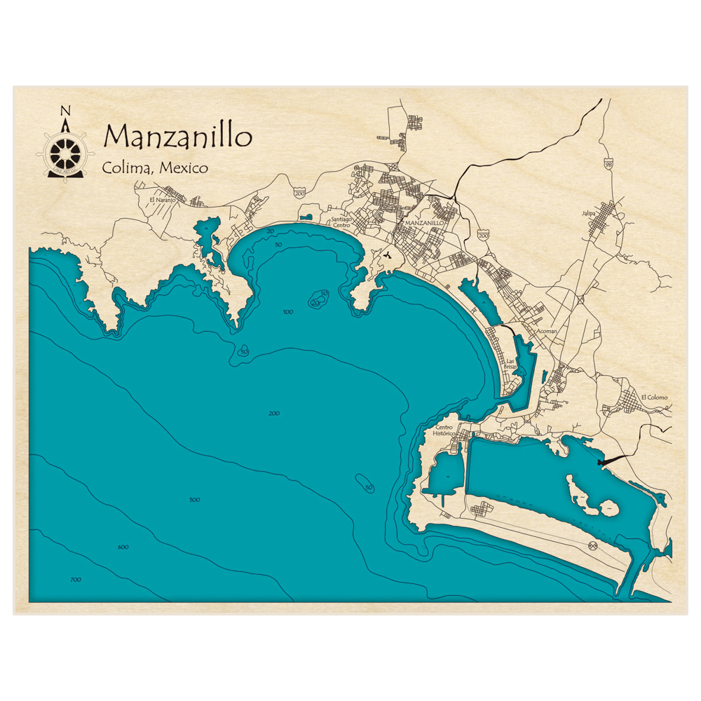Manzanillo 3D Custom Wood Map – Lake Art LLC