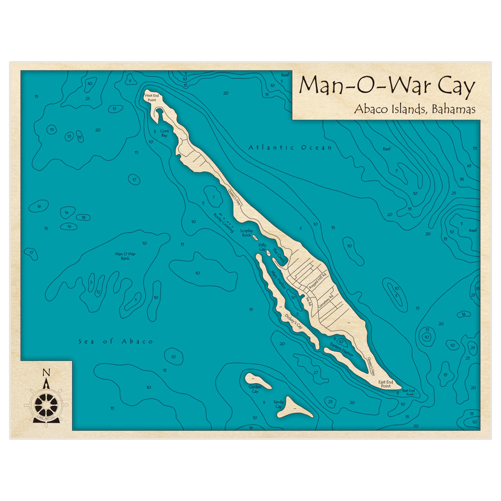Man O War Cay 3D Custom Wood Map – Lake Art LLC
