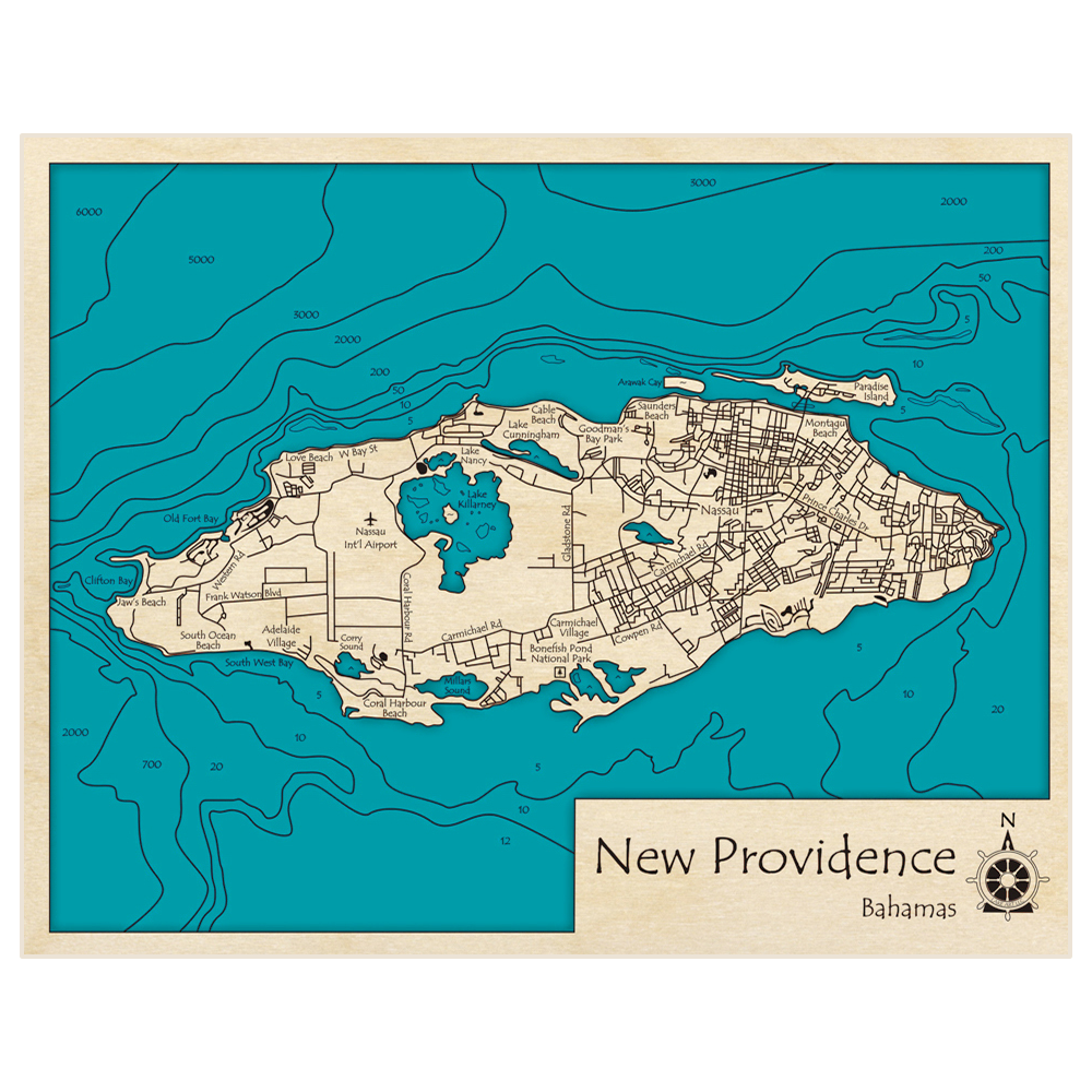 New Providence 3D Custom Wood Map – Lake Art LLC