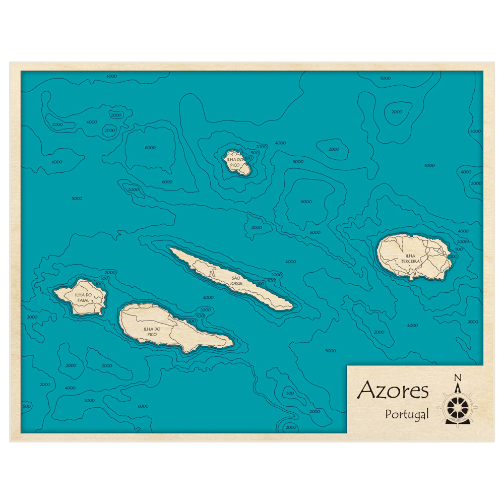 Azores Islands 3D Custom Wood Map – Lake Art LLC