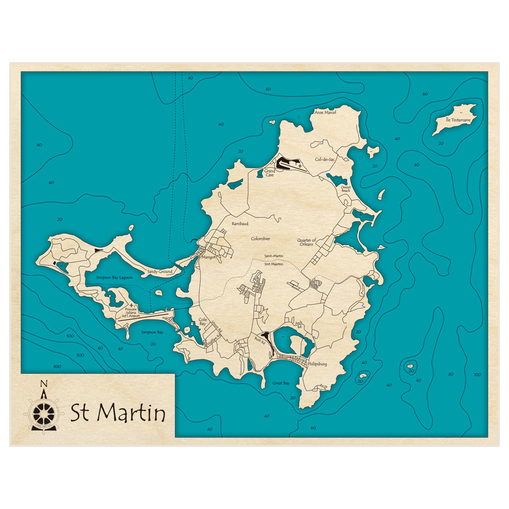 St Martin 3D Custom Wood Map – Lake Art LLC