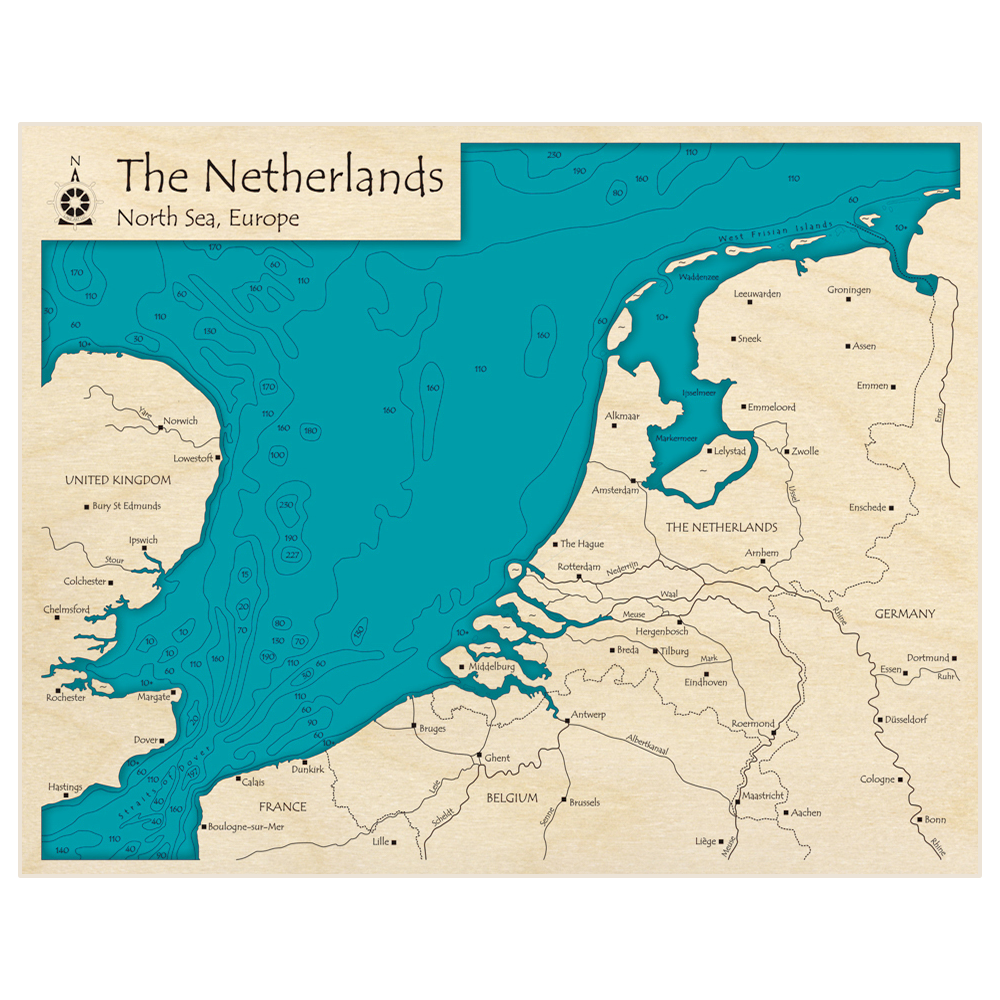 The Netherlands 3D Custom Wood Map – Lake Art LLC