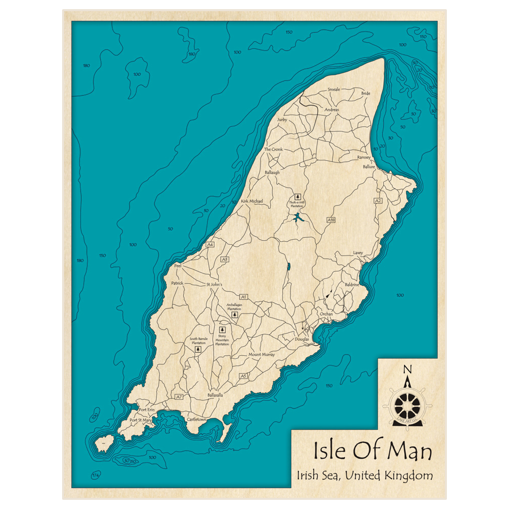 Isle of Man 3D Custom Wood Map – Lake Art LLC