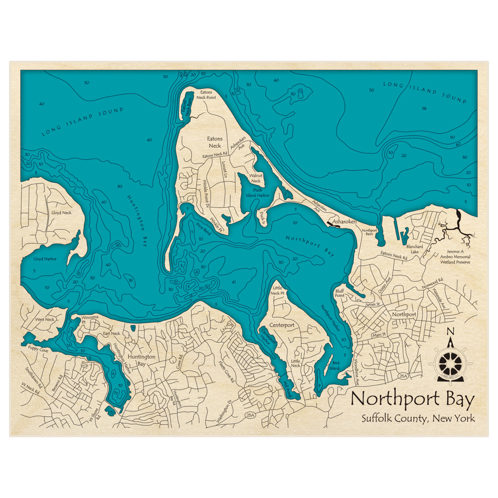 Northport Bay 3D Custom Wood Map – Lake Art LLC