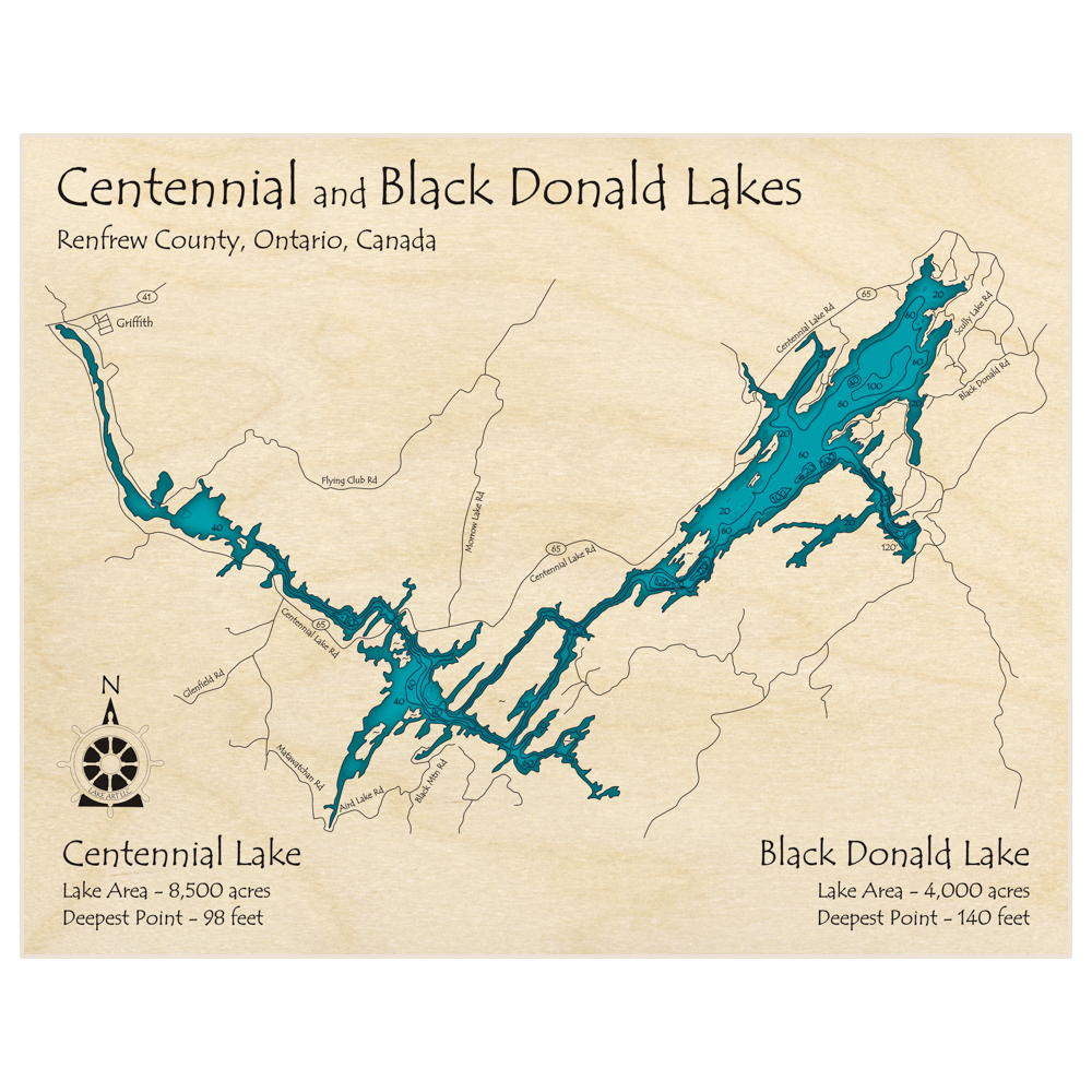 Black Donald Lake 3D Custom Wood Map – Lake Art LLC