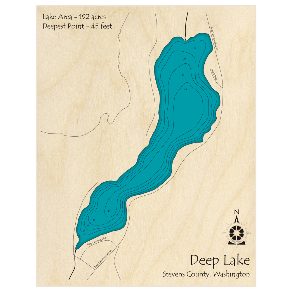 Deep Lake 3D Custom Wood Map – Lake Art LLC
