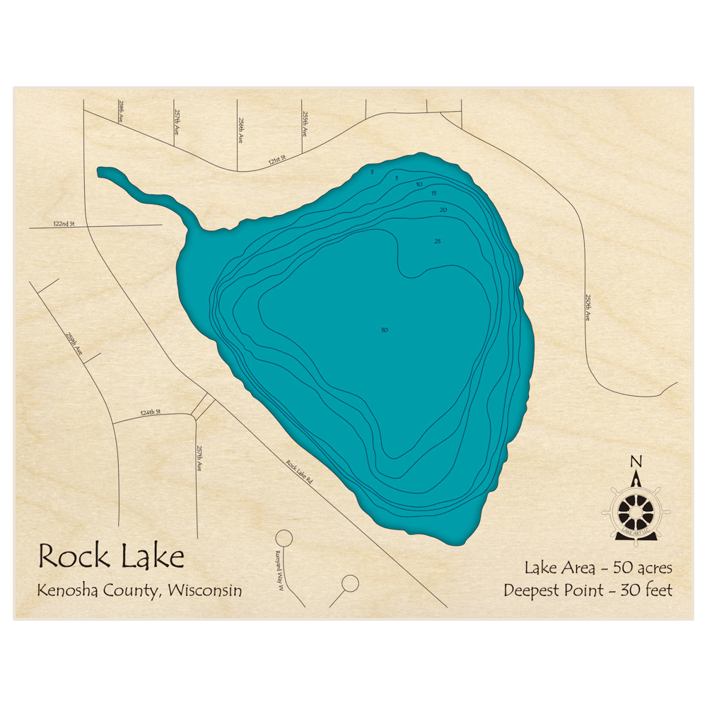 Rock Lake 3D Custom Wood Map – Lake Art LLC